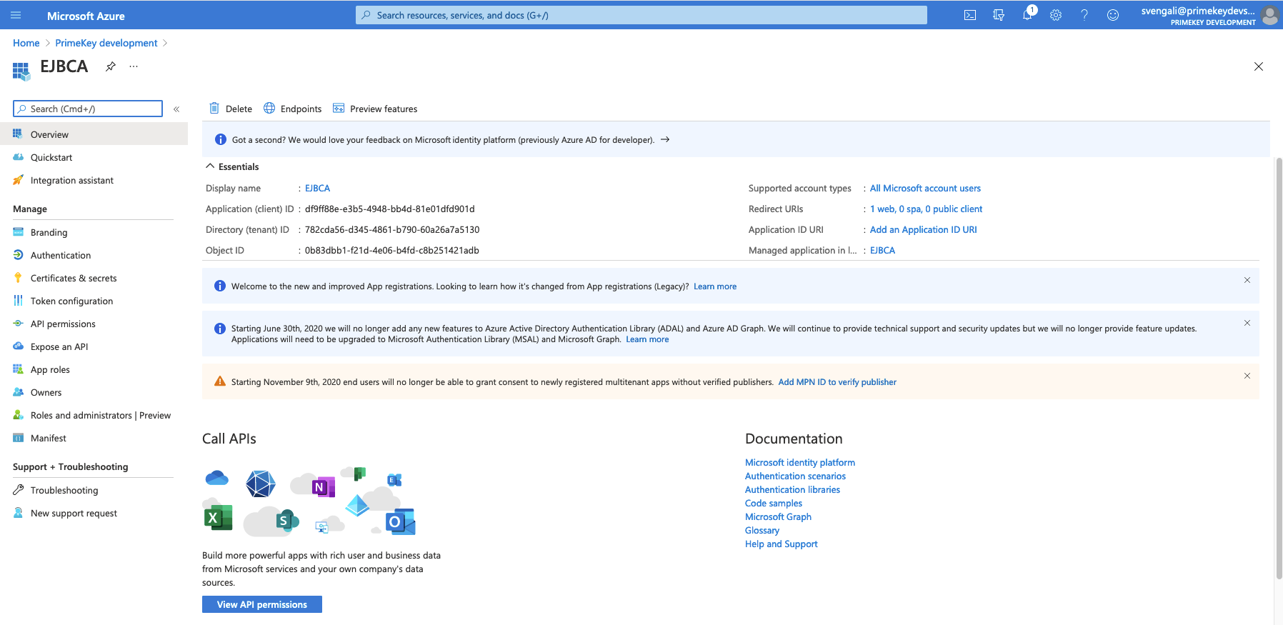 Setting up OAuth Using Azure Active Directory