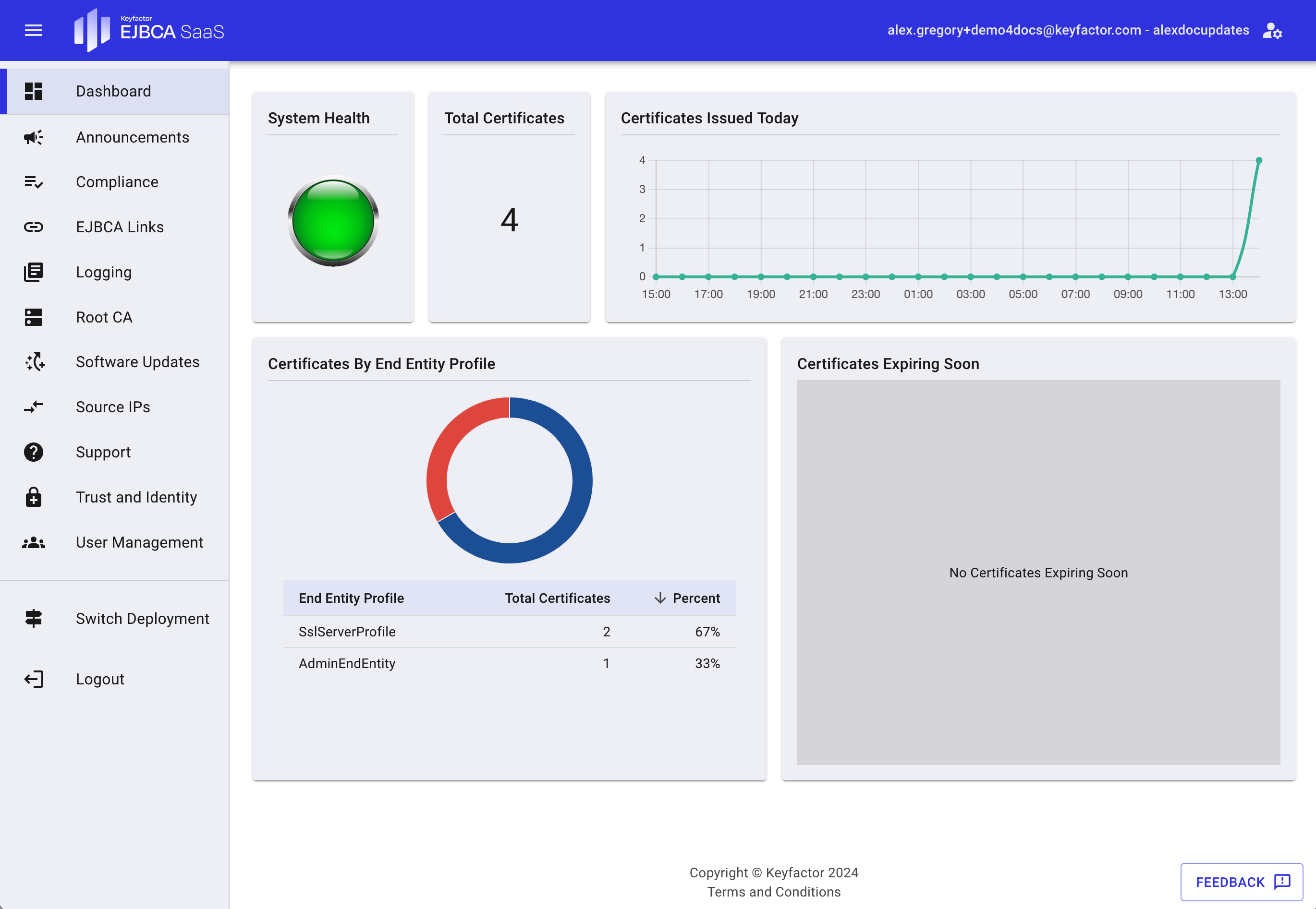 Navigating EJBCA SaaS Portal