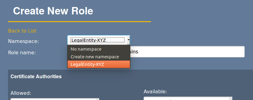 Managing Role Namespaces