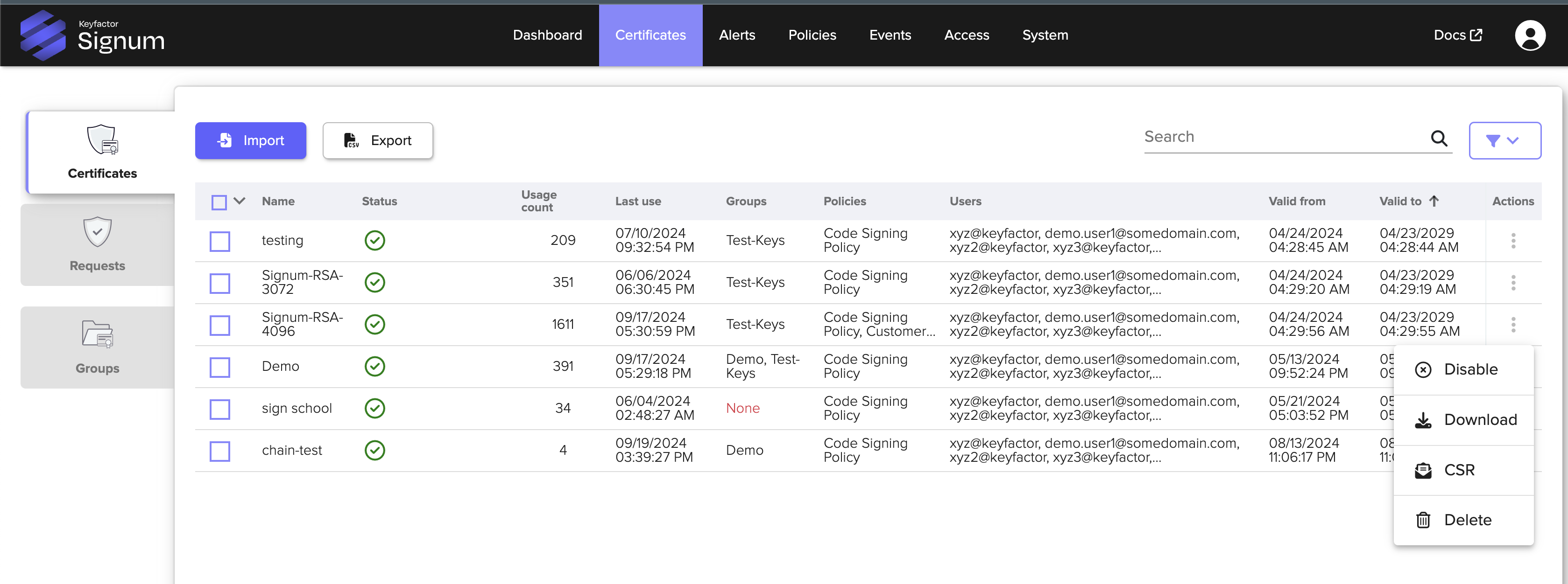 Using Signum with OpenSSL