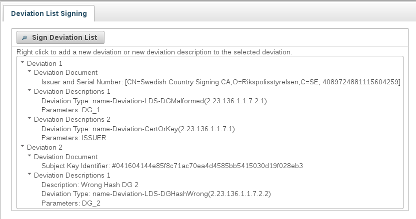 Deviation List Creation