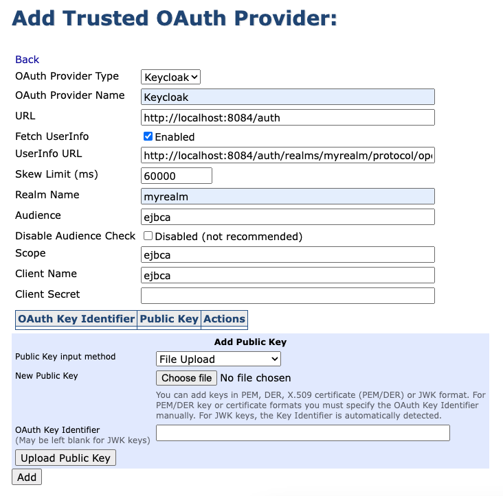 Setting up OAuth Using Keycloak