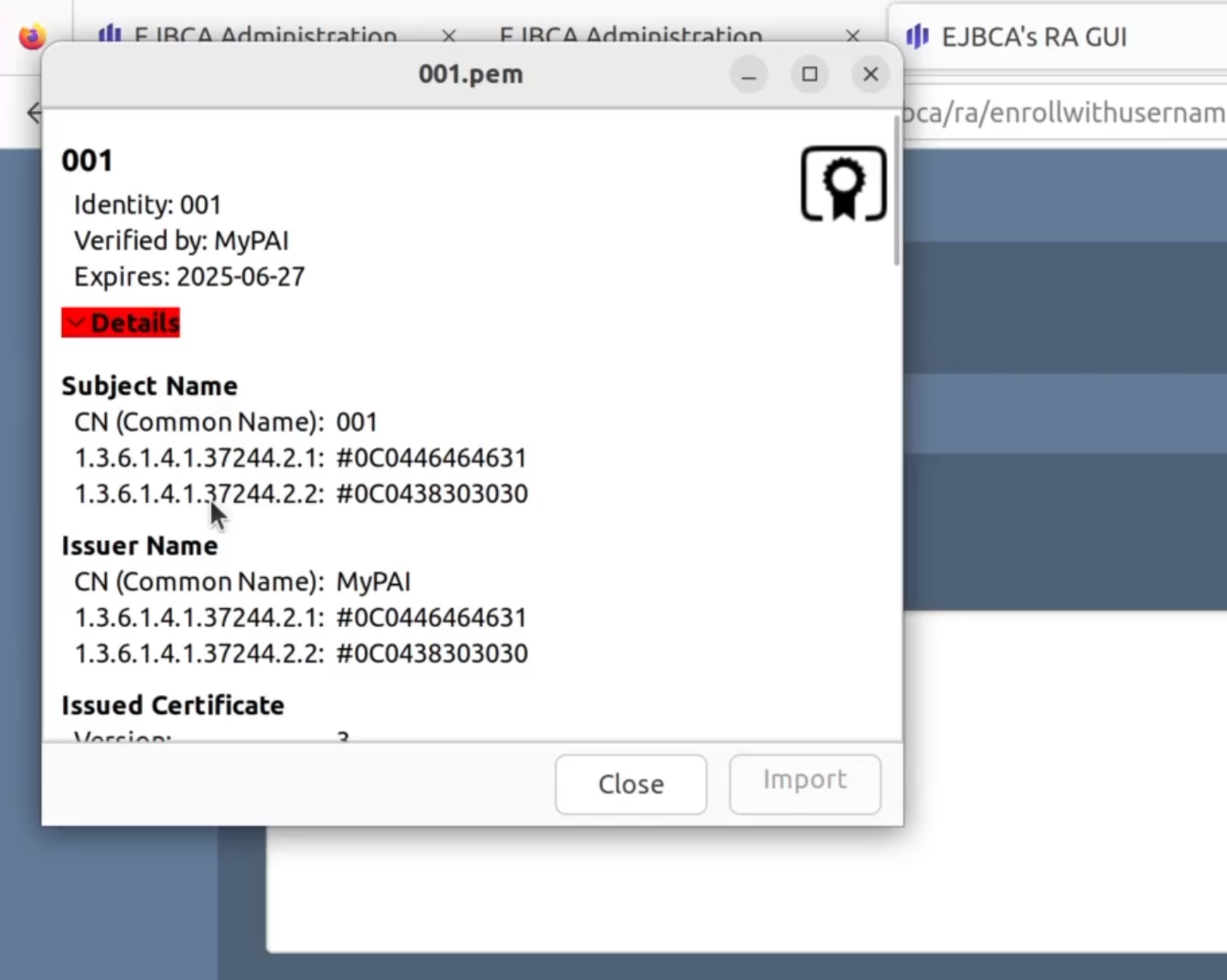 Tutorial - Issue Matter IoT-compliant certificates with EJBCA