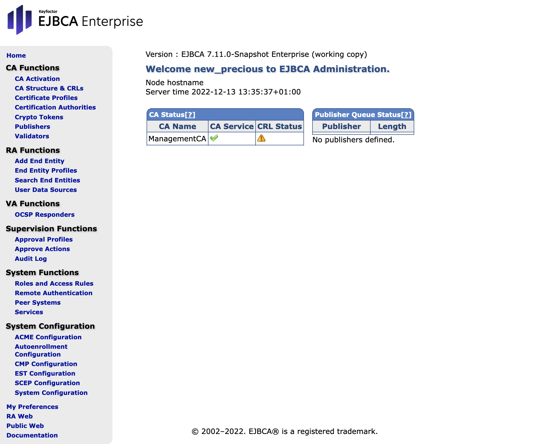 EJBCA Overview Page