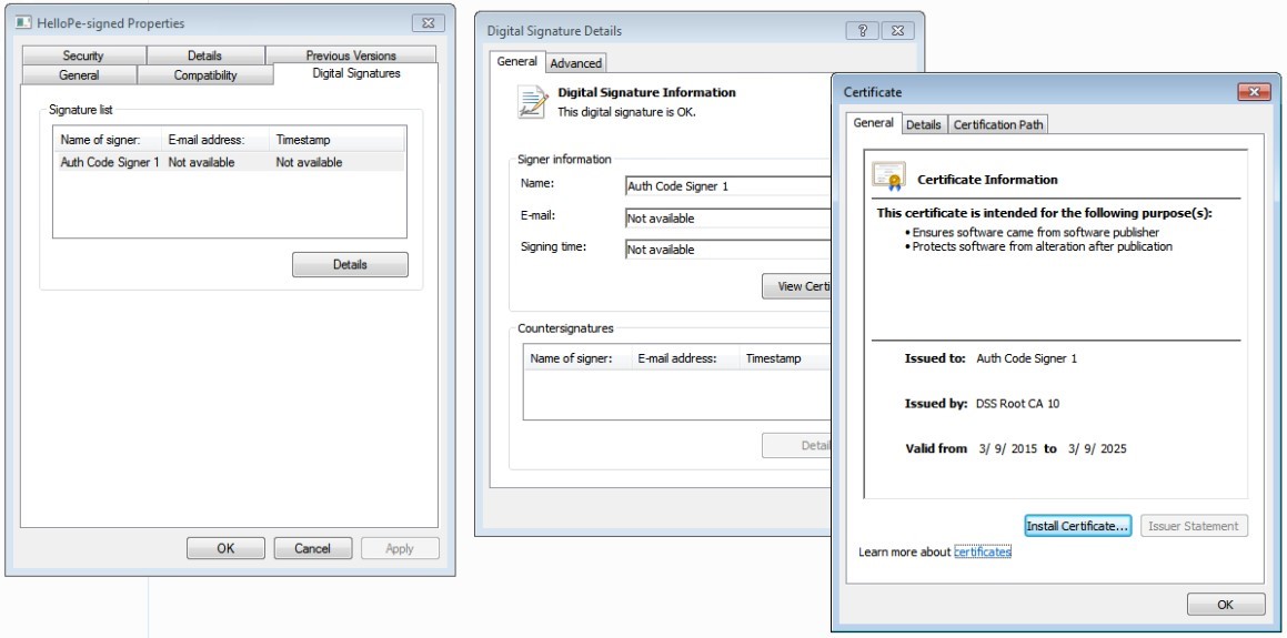 Code Signing with Authenticode Signatures